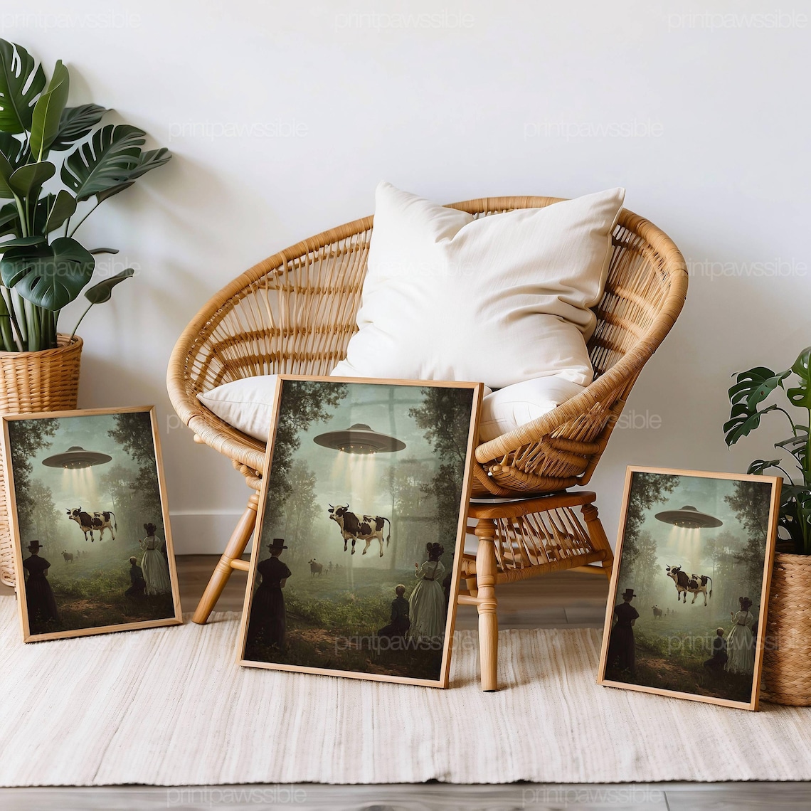 Funny Alien Abduction Art Print: Victorian UFO Landscape (digital ...