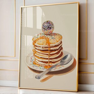 Retro Disco Pancakes Art, Trendy Kitchen Digital Print, Sparkly ...