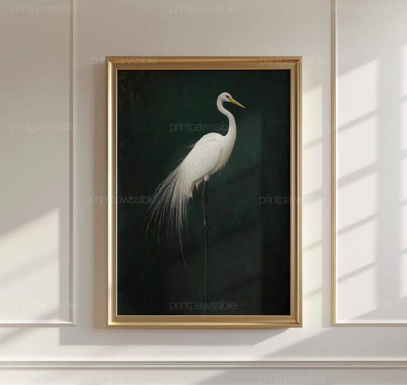 Crane Print, Vintage Bird Prints, Japanese Crane Painting, Antique ...