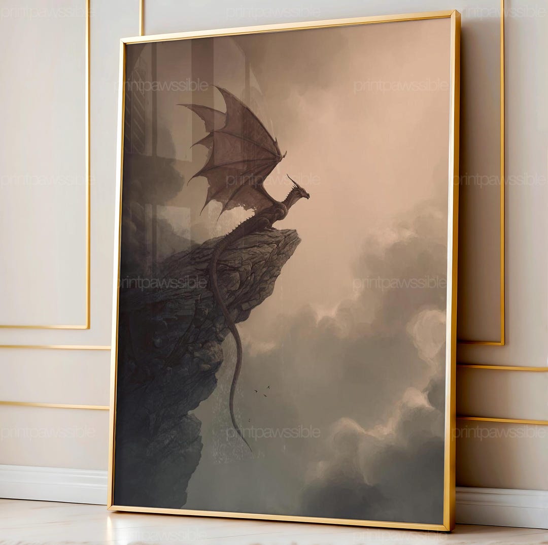 Ghost Wyvern in the Fog Art | Moody Gothic Dnd Wall Print Fantasy ...