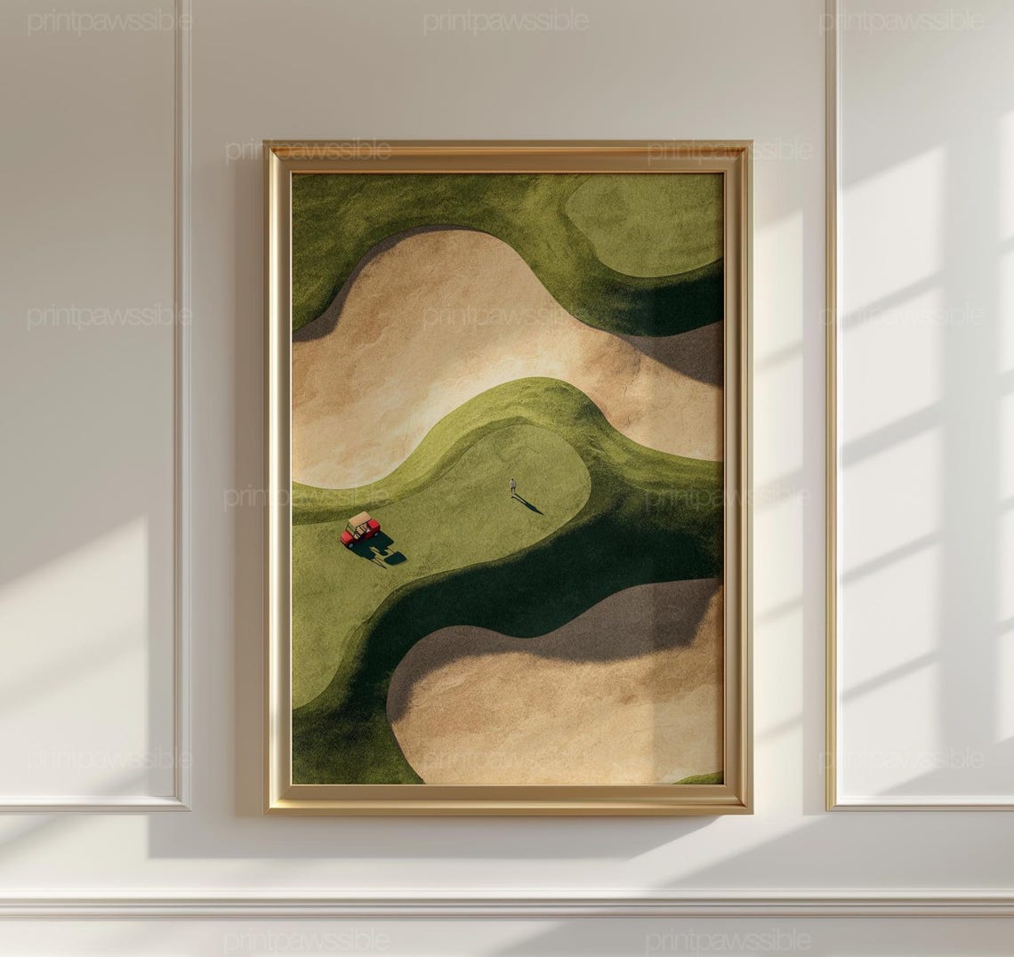 Golf Sand Trap Art Print, Minimalist Abstract Course Wall Poster, Tiny ...