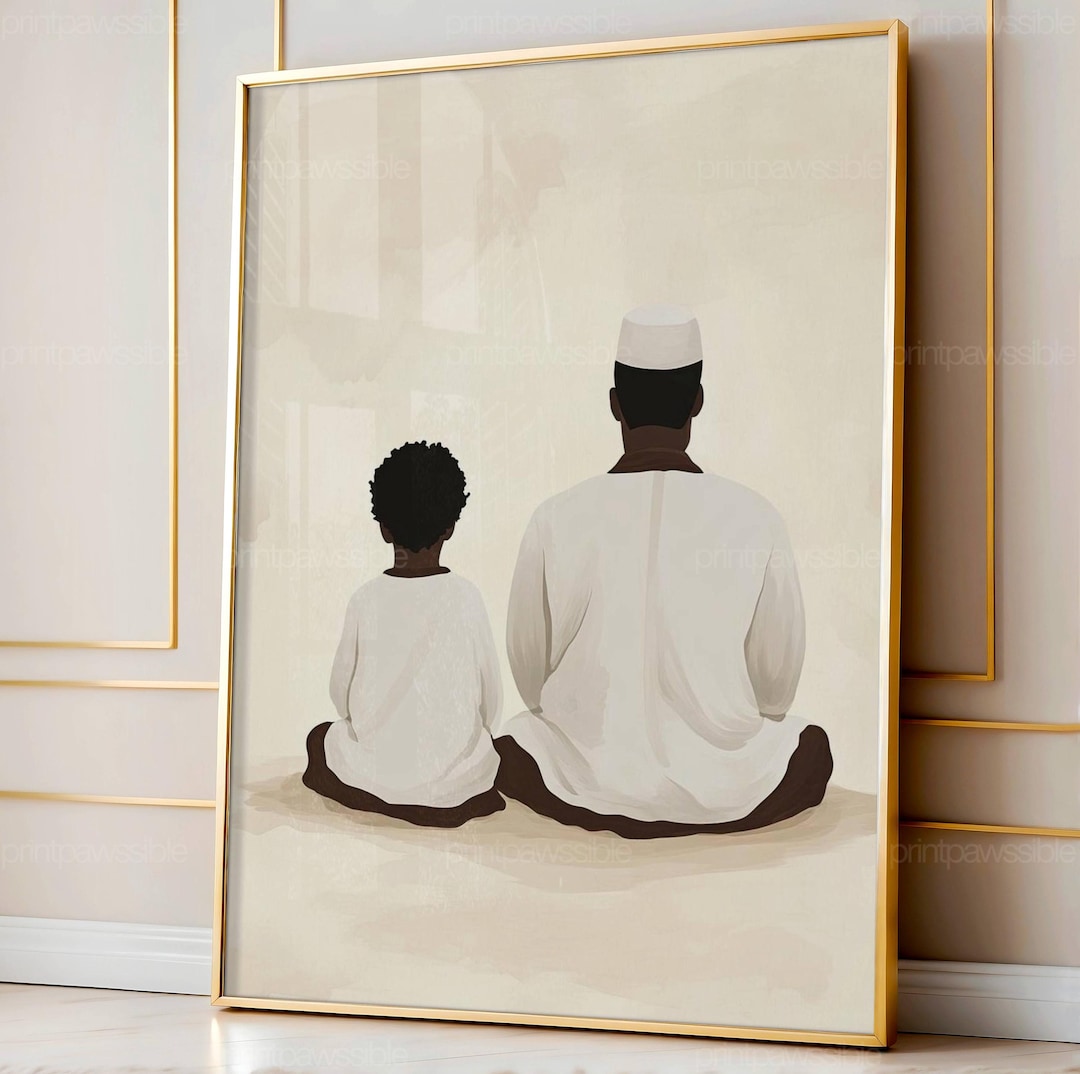 Black Father and Child Art, African Prayer Poster, Afrocentric Family ...