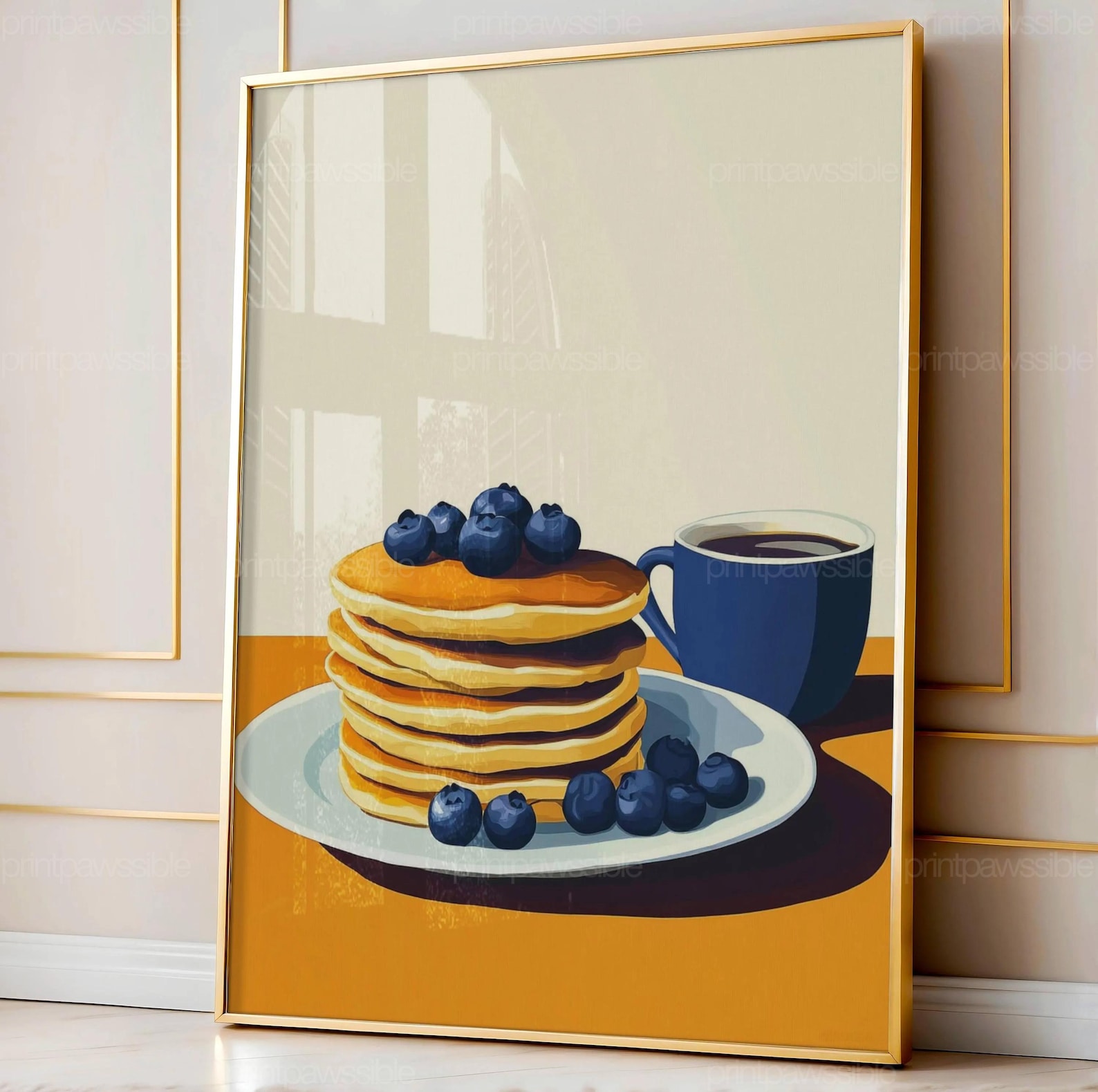 Pancakes Retro Breakfast Wall Art Coffee Brunch Poster Pastry Printable ...