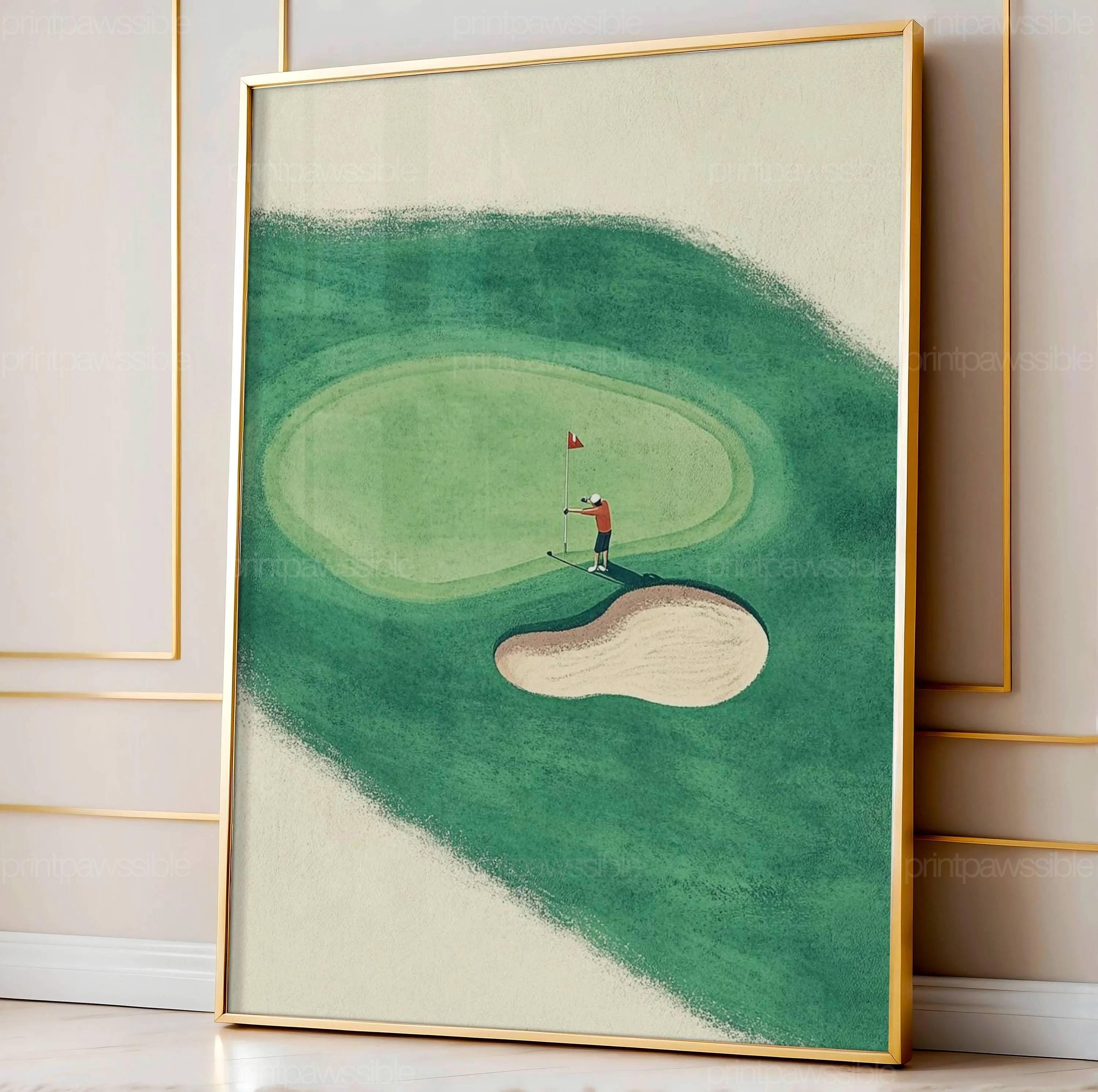 Tiny Golfers Wall Art Bundle, Set of 3 Minimalist Golf Prints, Vintage ...