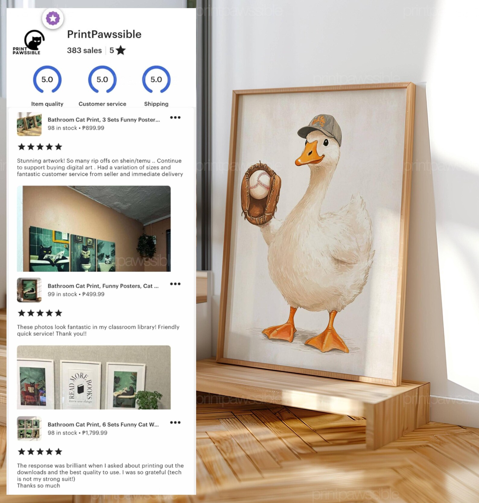 Cute Goose Baseball Glove Art Sports Nursery Decor Goose Illustration ...