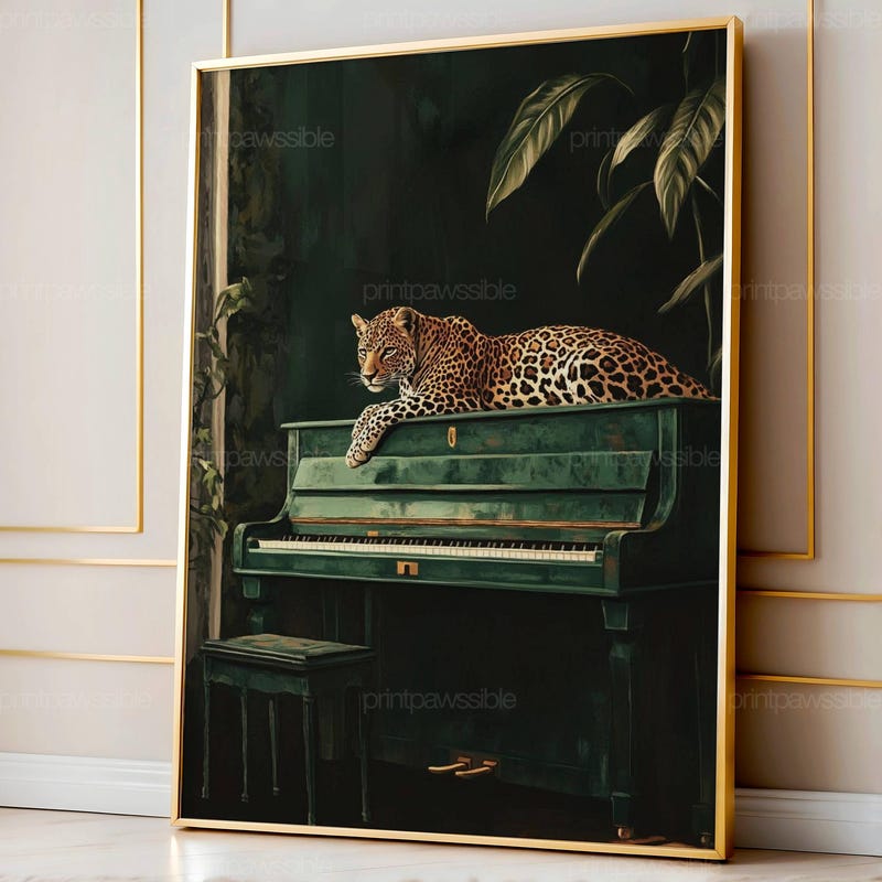 Leopard Art Green - Etsy UK