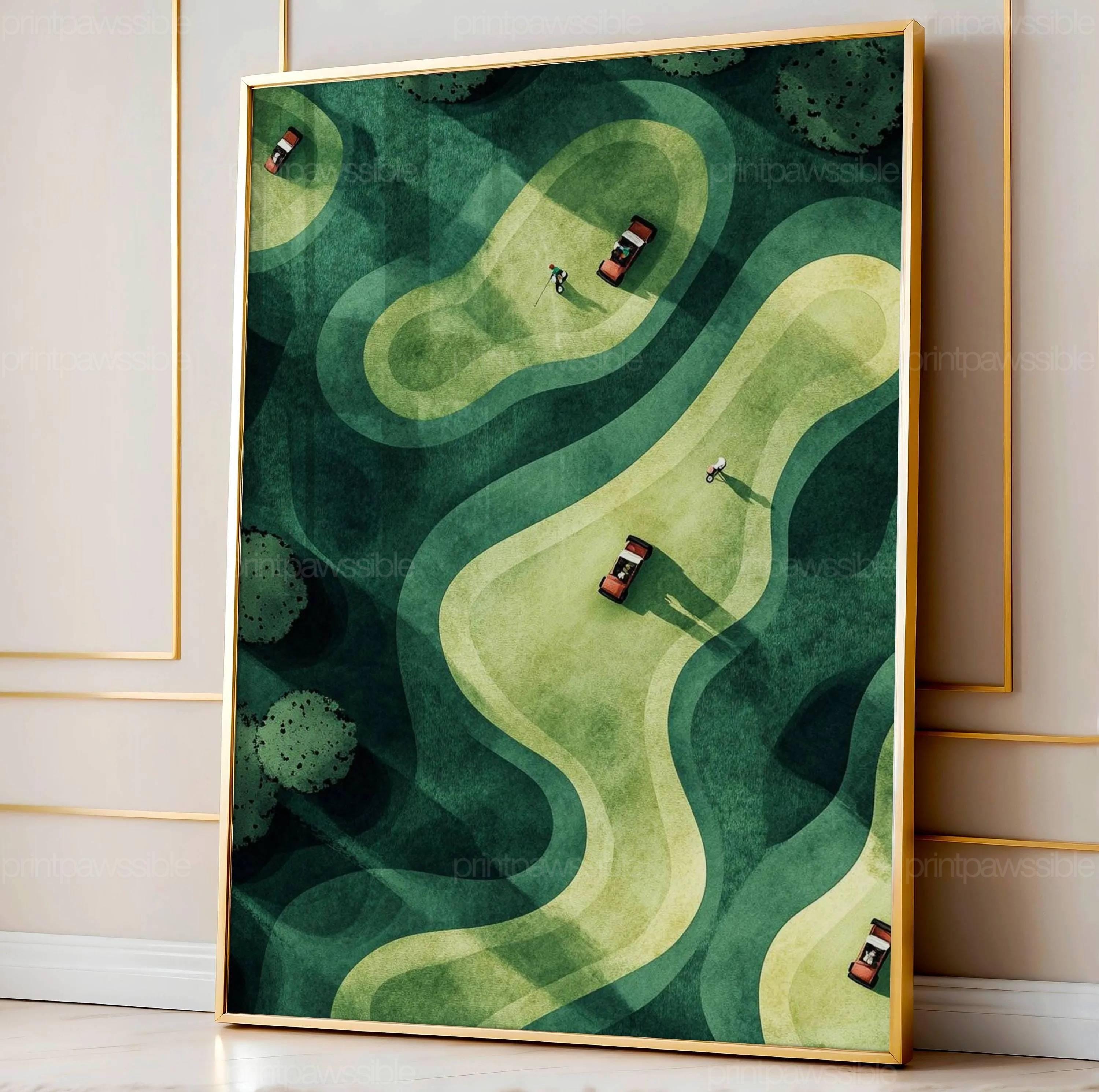 Tiny Golfers Wall Art Bundle, Set of 3 Minimalist Golf Prints, Vintage ...