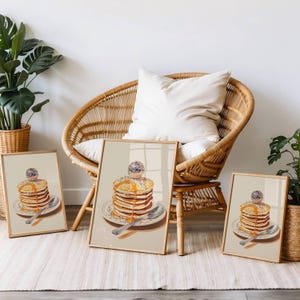 Retro Disco Pancakes Art, Trendy Kitchen Digital Print, Sparkly ...