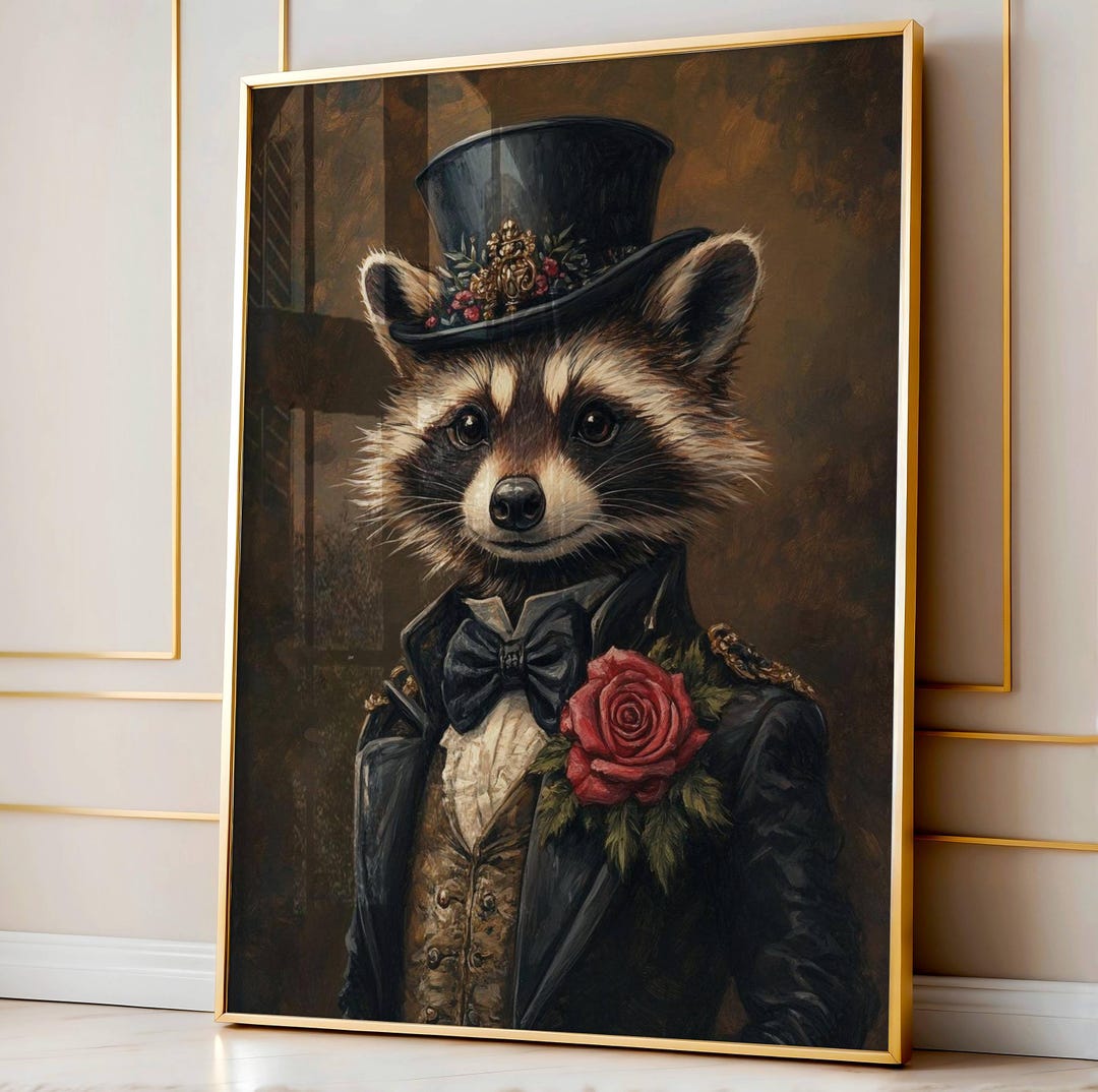 Victorian Raccoon, Gothic Printable Art, Gentleman With Top Hat ...