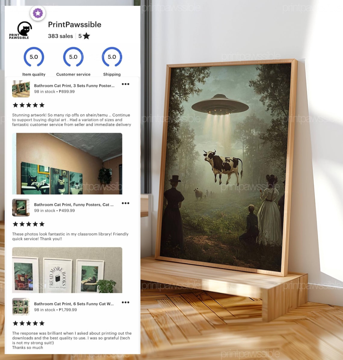 Funny Alien Abduction Art Print: Victorian UFO Landscape (digital ...