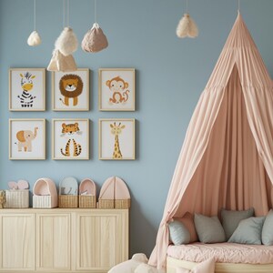 Safari Animal Nursery Prints, Jungle Animals Set of 6, Digital Download ...