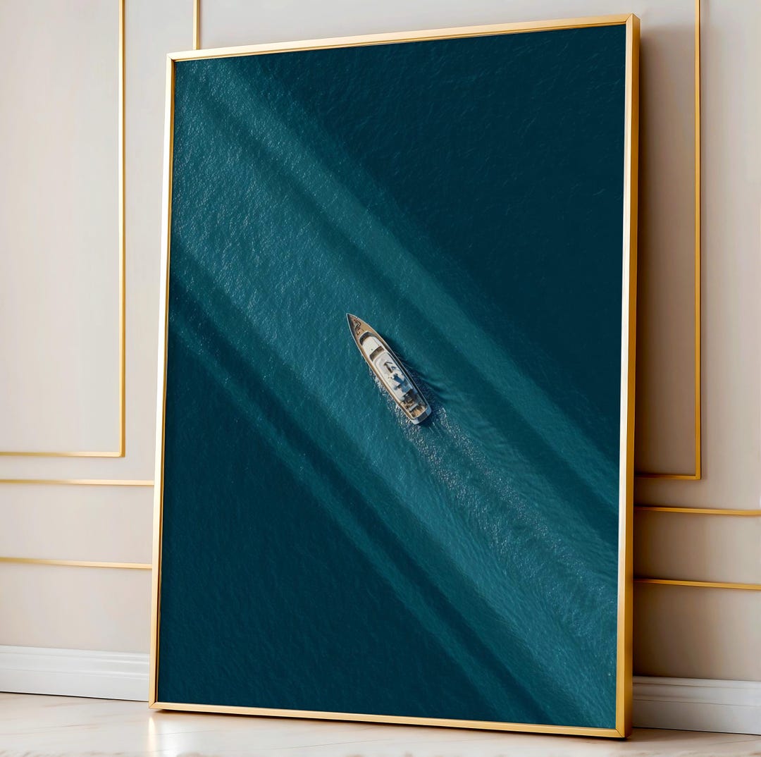Yacht Wall Art, Aerial Sailing Print With Single Boat, Minimalist ...