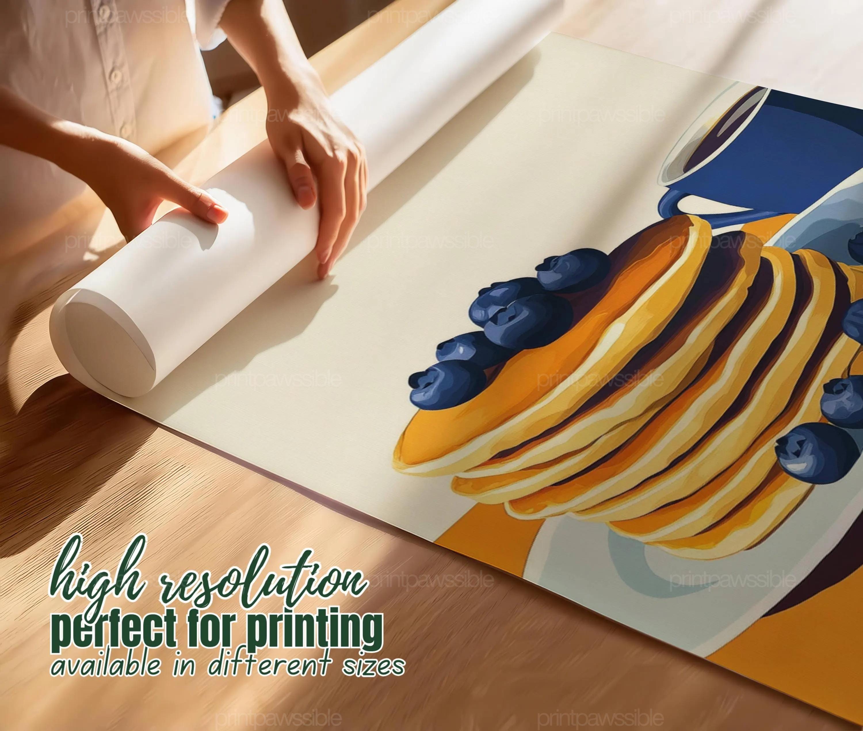 Pancakes Retro Breakfast Wall Art Coffee Brunch Poster Pastry Printable ...