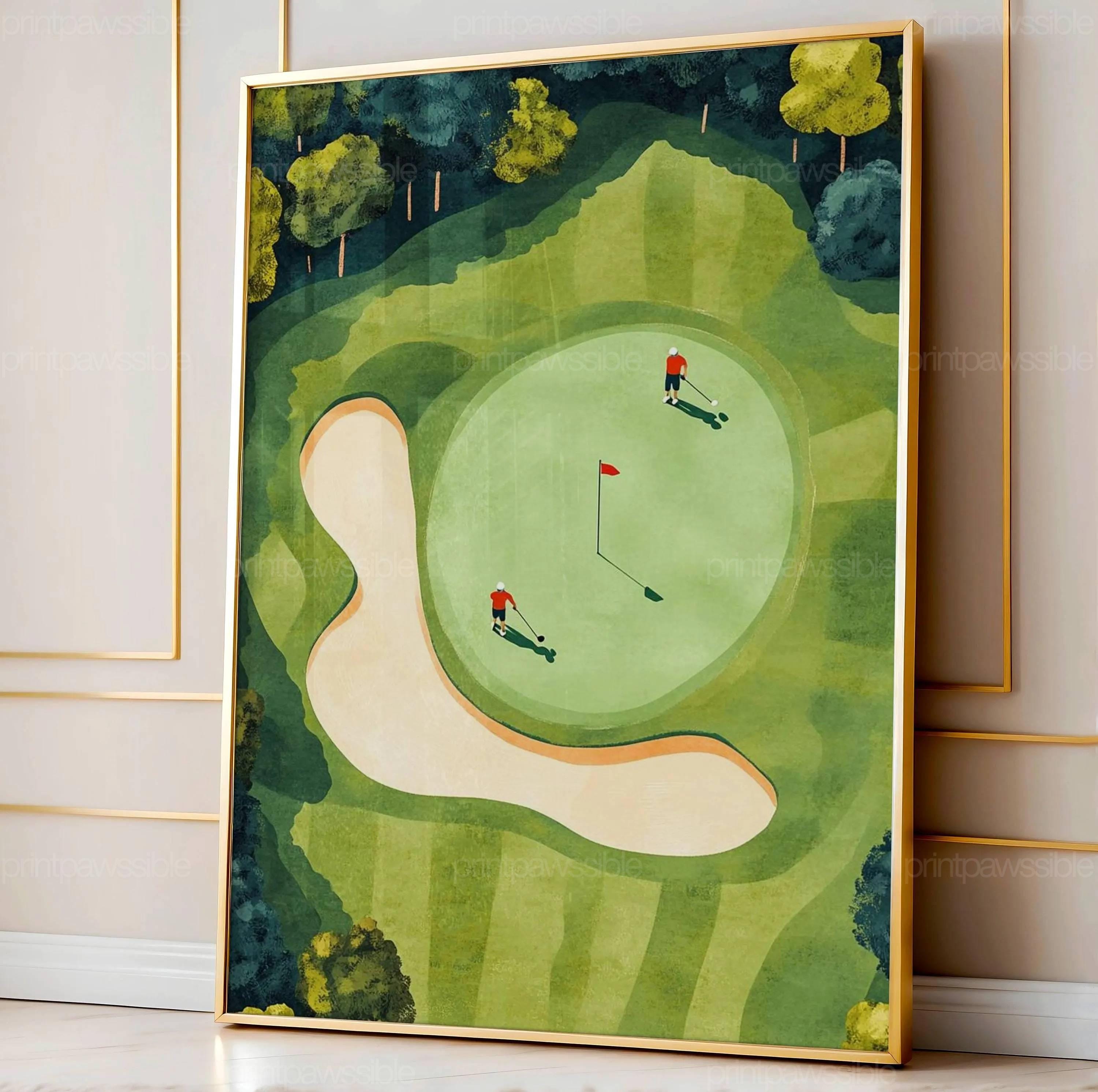 Tiny Golfers Wall Art Bundle, Set of 3 Minimalist Golf Prints, Vintage ...