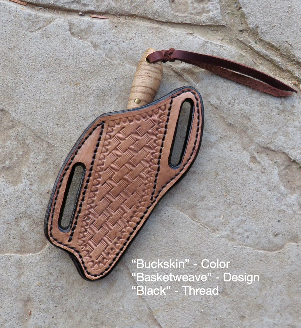 CUSTOM Handmade Leather Pancake Knife Sheath - Small - Etsy