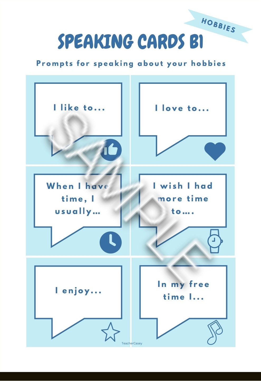 B1 Hobbies Worksheet - Etsy