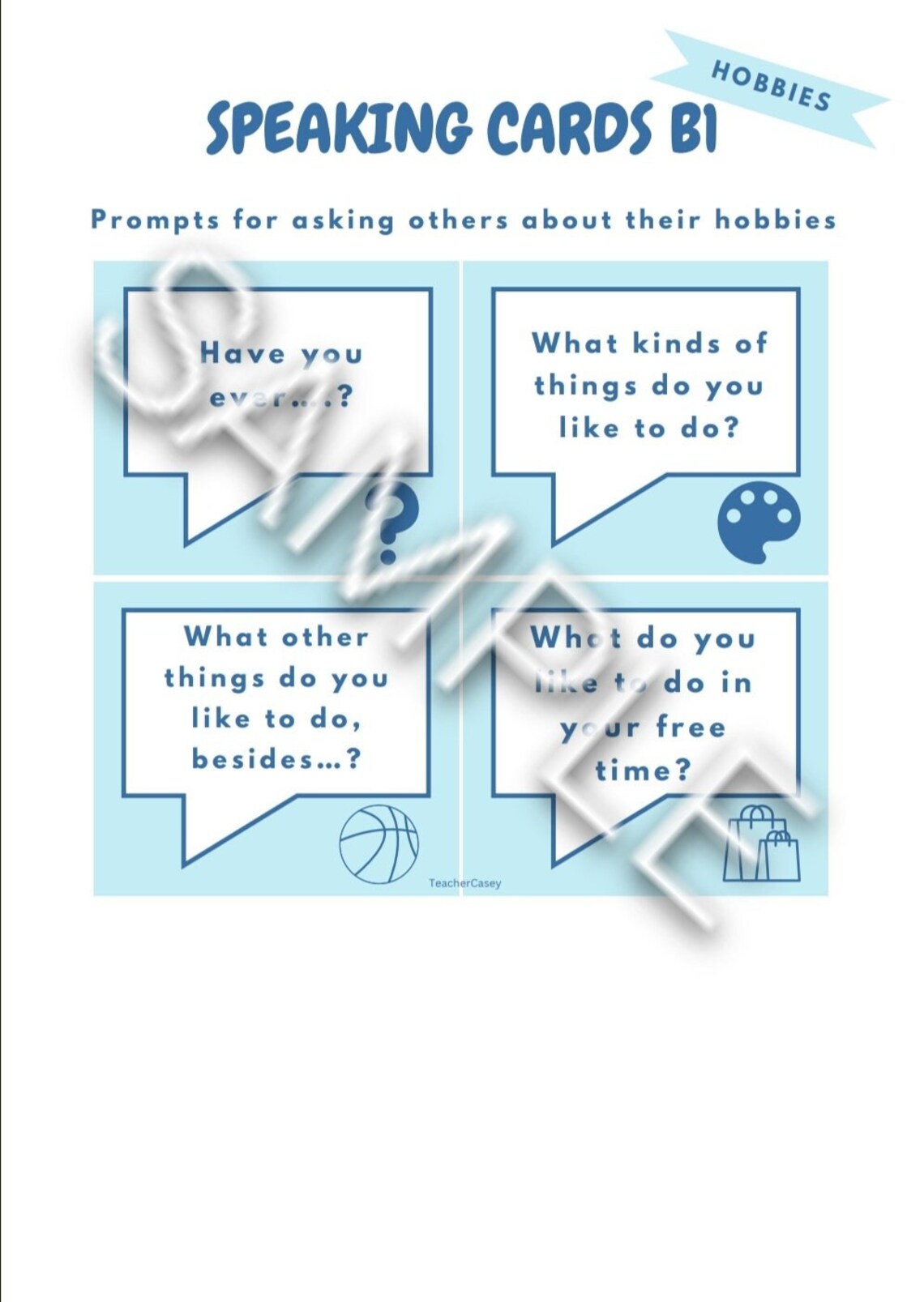 B1 Hobbies Worksheet - Etsy