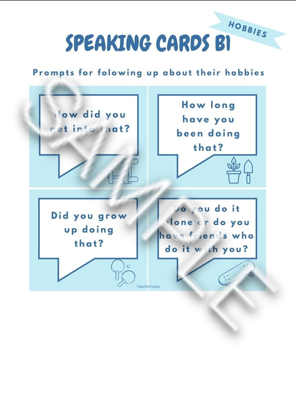 B1 Hobbies Worksheet - Etsy