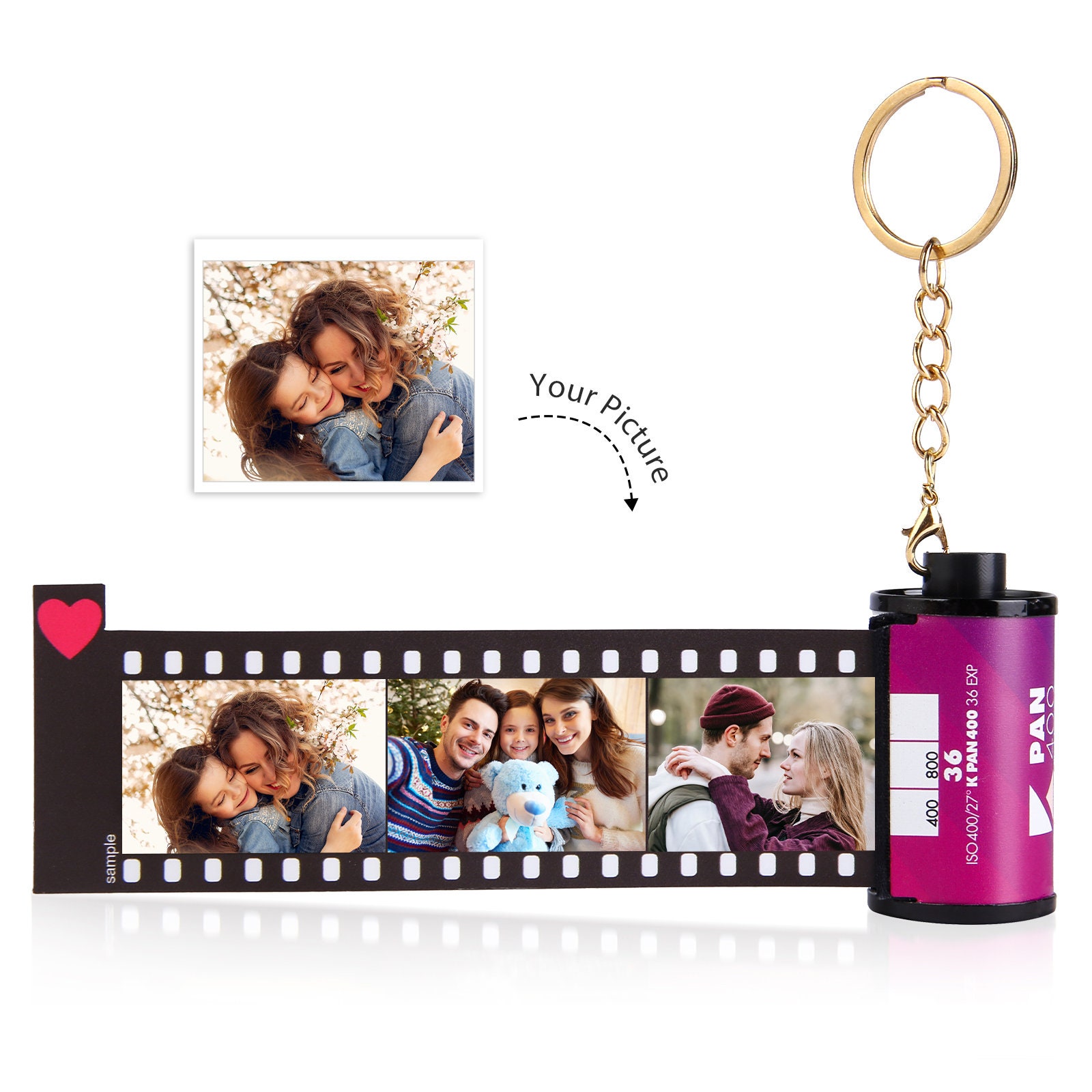 Customizable Film Photo Keychain With Music Code ,personalize With 5-10 ...