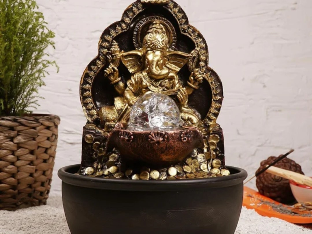 Zen Antique Gold Ganesh Waterfall Fountain - Tranquil Home Decor - Etsy