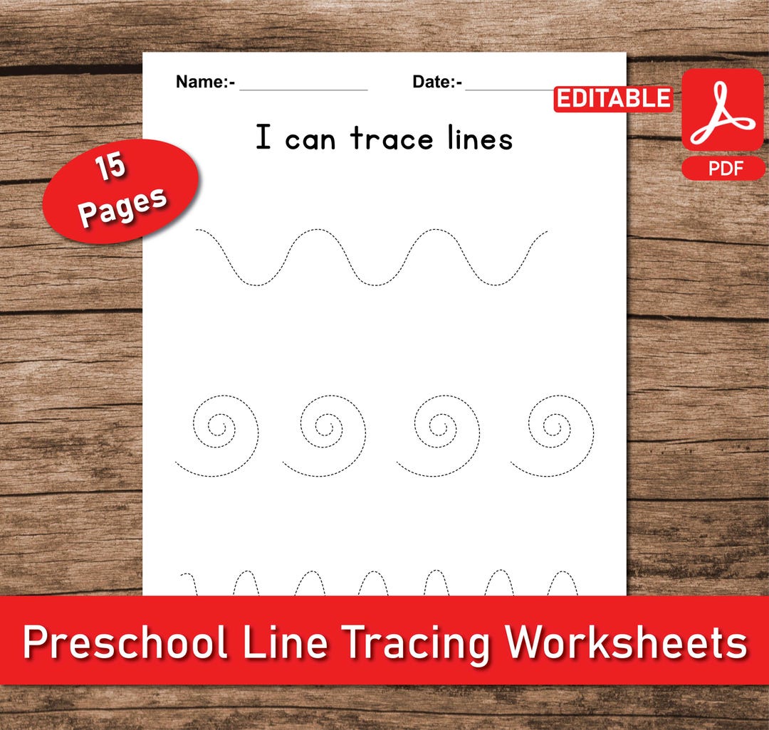 Preschool Line Tracing Worksheets, Handwriting Practice, Lines Trace ...