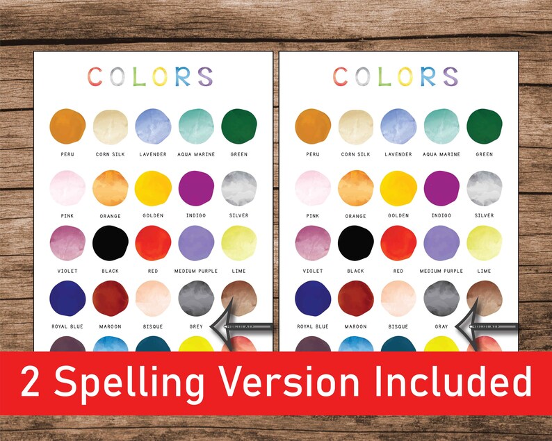 Color Poster Cards, Montessori Flashcards, Pre-school Cards ...