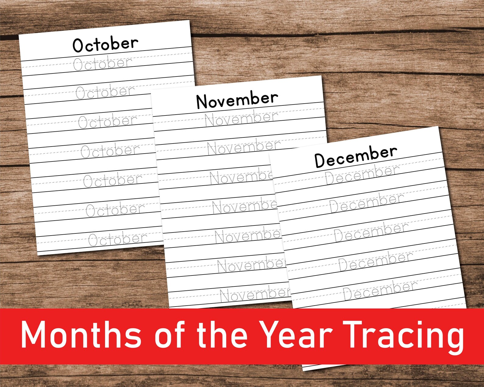 Months of the Year Tracing Worksheet, Monthly Tracing Card, Trace Page ...