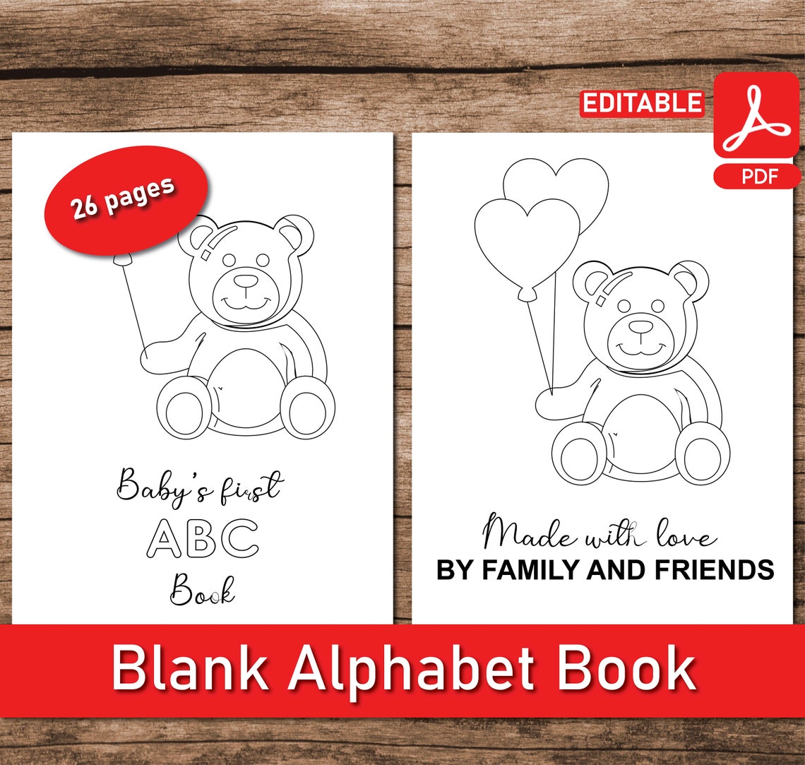 Blank Alphabet Book, Baby's Abc Book, Baby Shower Activities, Coloring ...