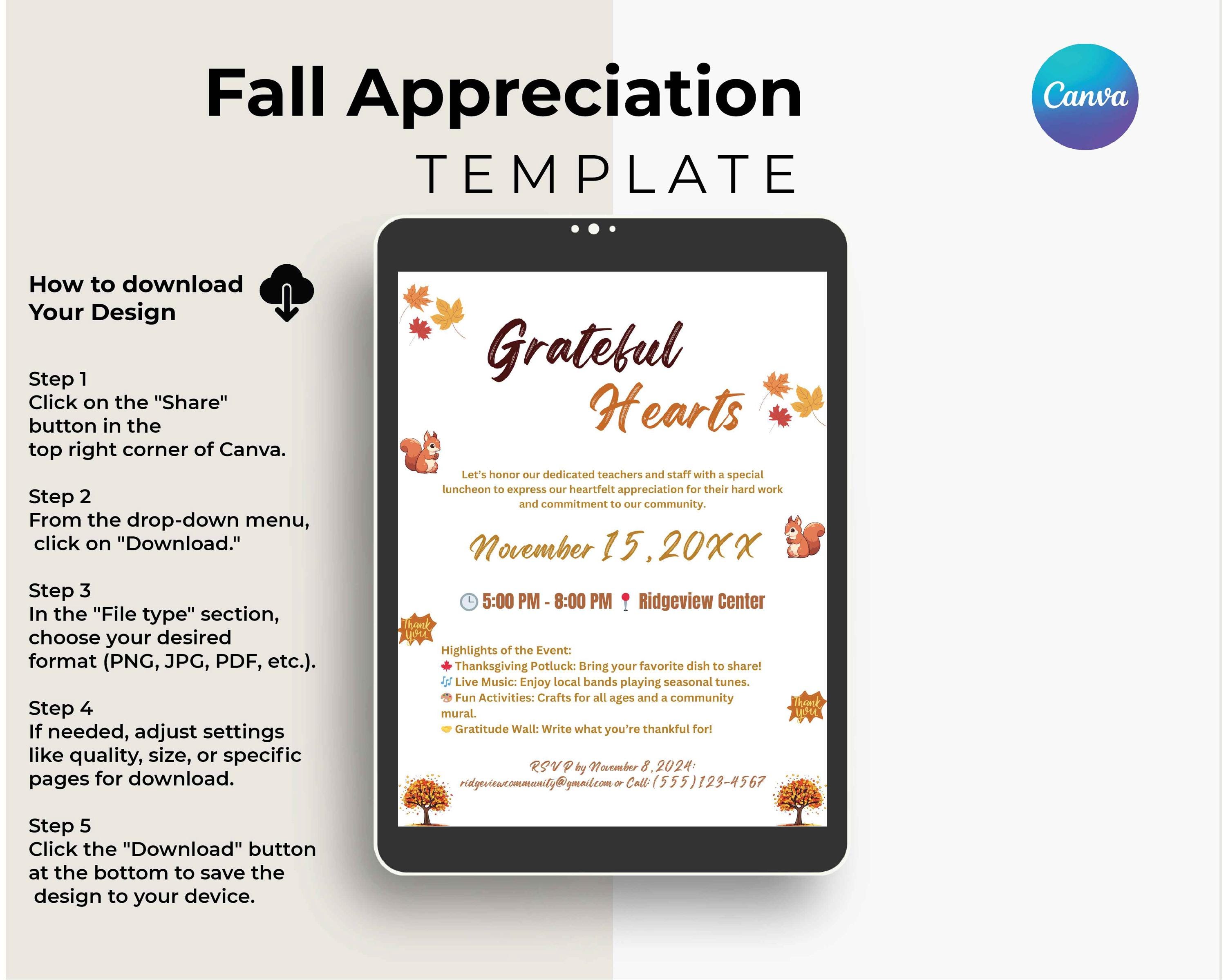 Editable Fall Appreciation Flyer, Teacher Luncheon Invite, Fall Themed ...
