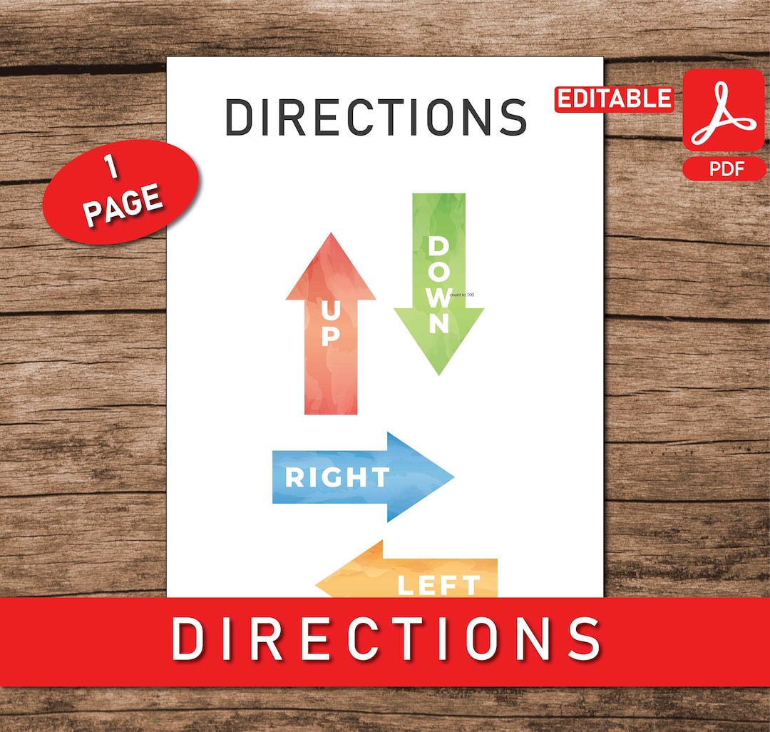 Directions Poster, Rainbow Playroom Decor, Toddler Educational Poster ...