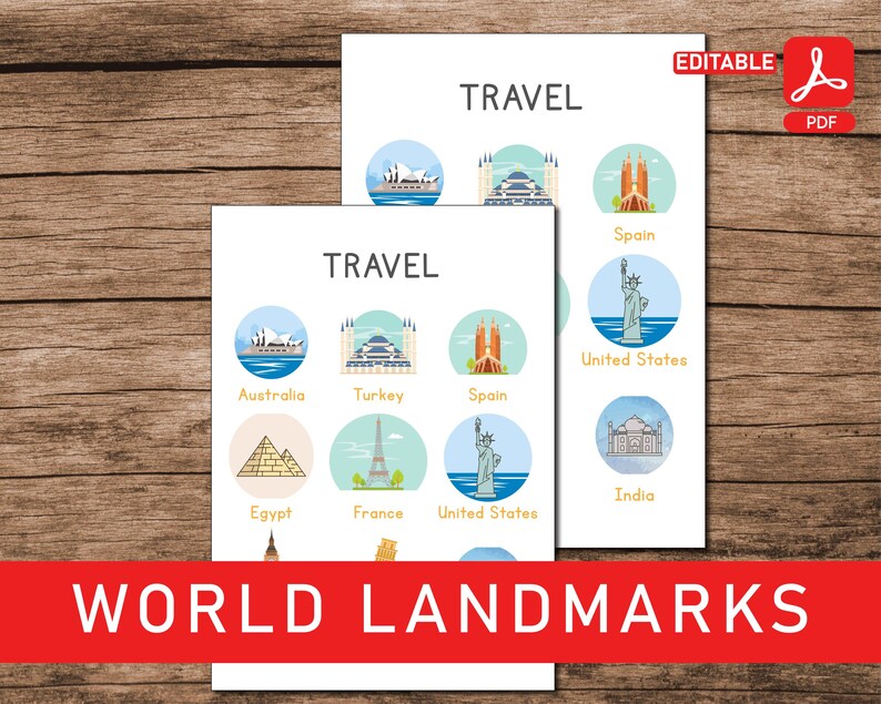 World Landmark Print, ANY Location, Travel Print, Kindergarten, Travel ...