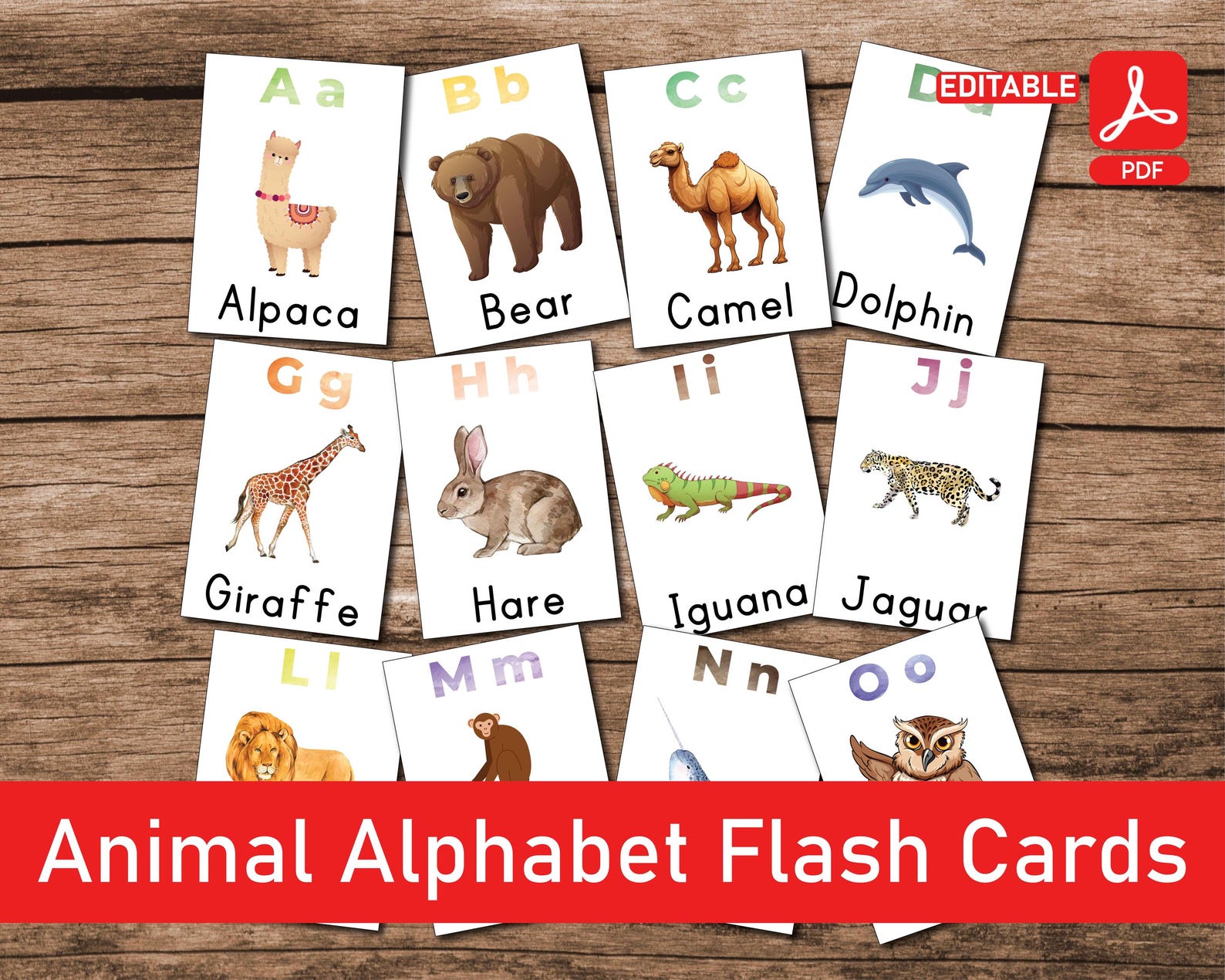 Animal Alphabet Flash Cards, Classroom Decor, Toddlers Preschool Early ...