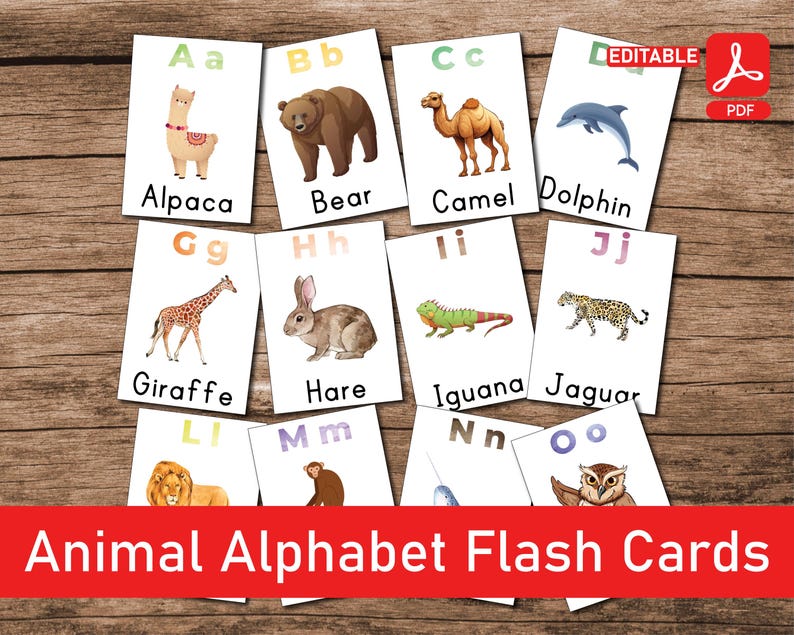 Animal Alphabet Flash Cards, Classroom Decor, Toddlers Preschool Early ...
