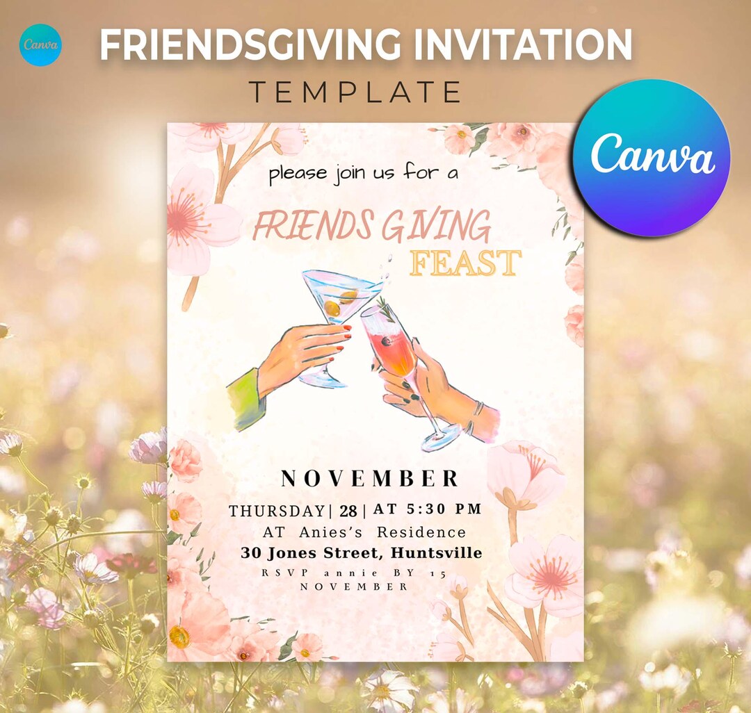 Editable Friendsgiving Invitation Template, Friendsgiving Evite ...