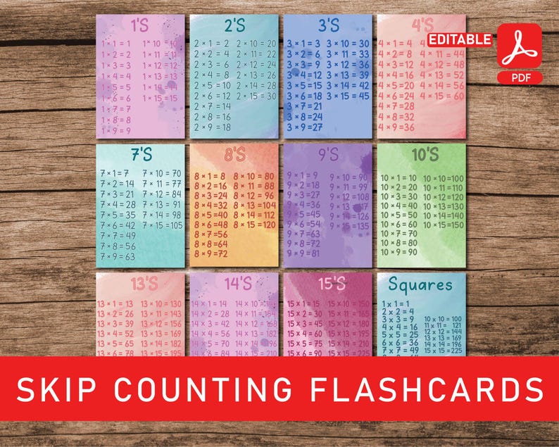 Skip Counting Cards, Homeschool Classroom Math Activity, Kids Skip ...