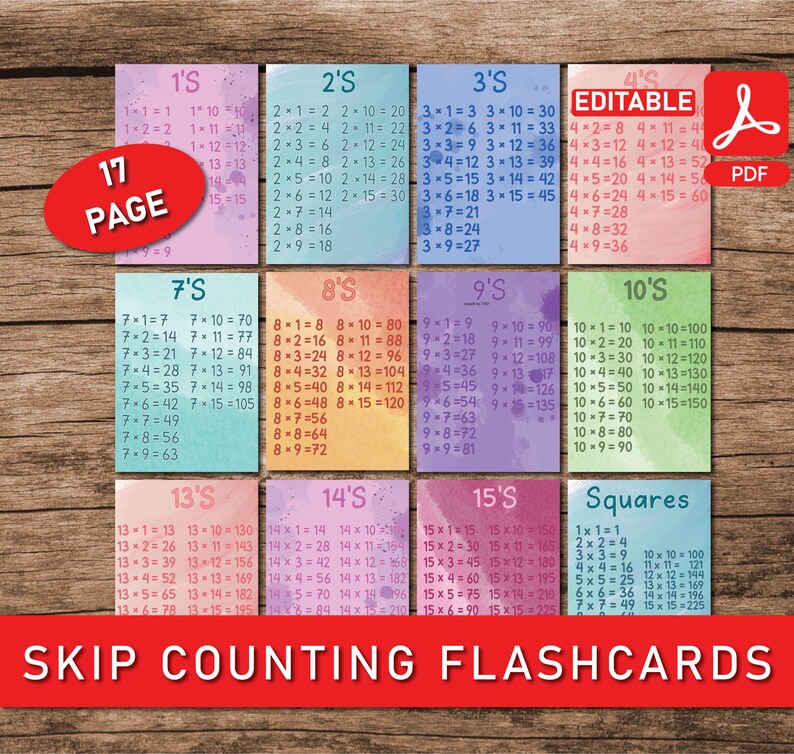 Skip Counting Cards, Homeschool Classroom Math Activity, Kids Skip ...