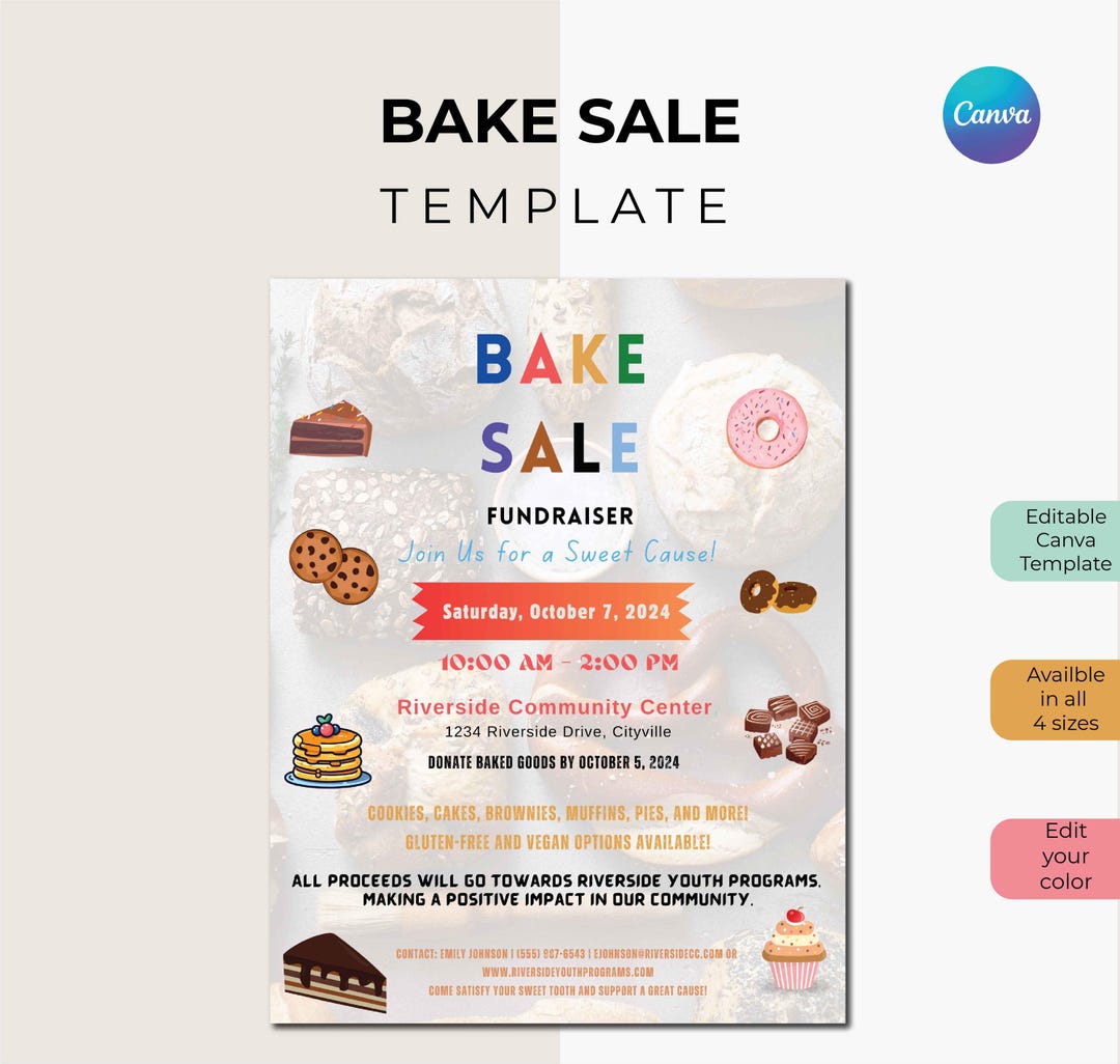 Bake Sale Flyer, DIY Bake Sale Flyer Template, Editable Baking Event ...