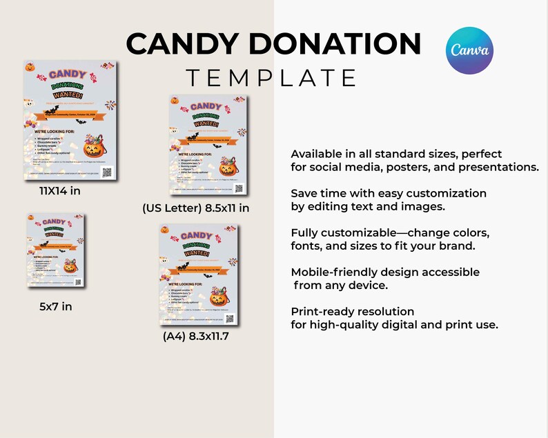 Editable Candy Donation Flyer Template, Trunk or Treat Halloween Event ...