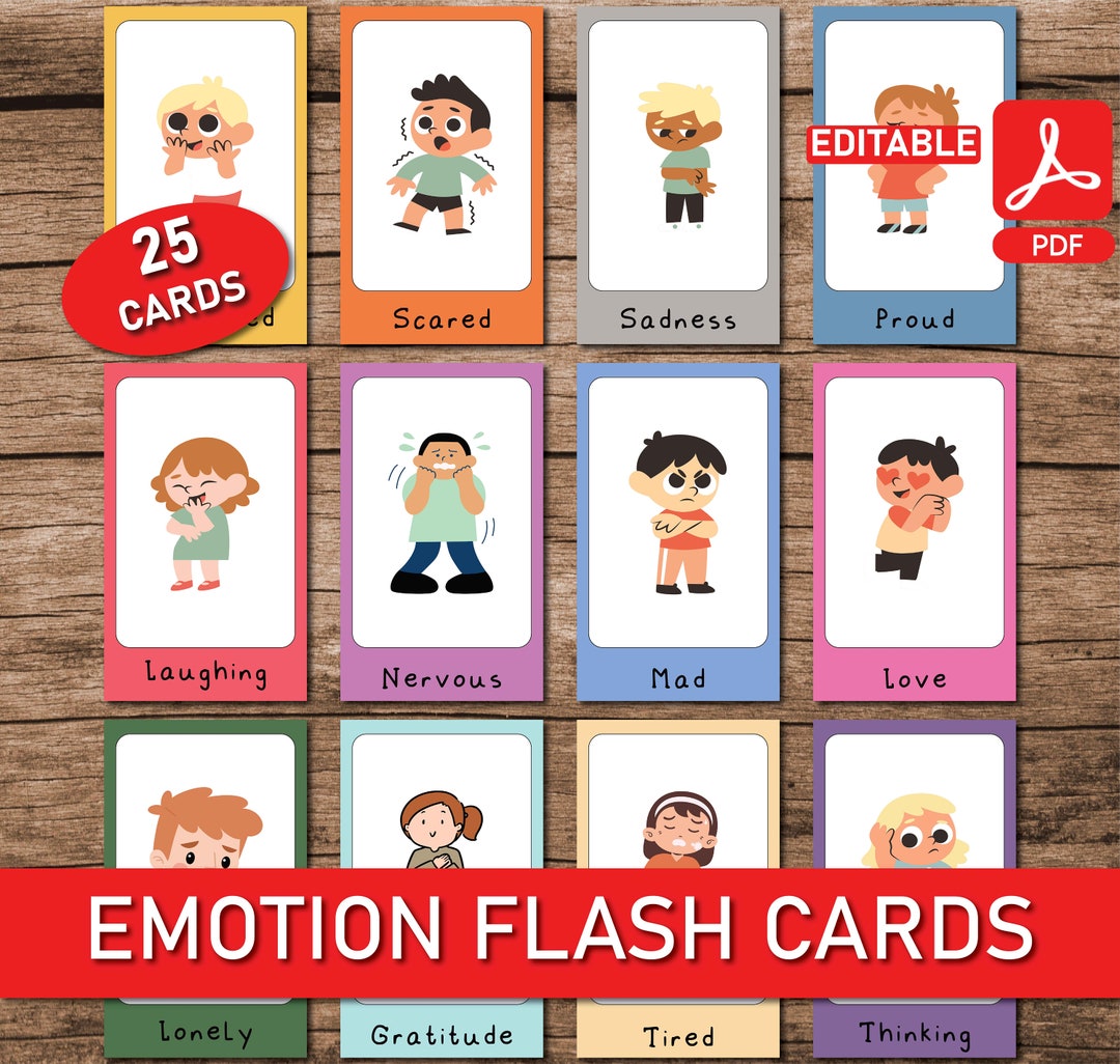 Kids Emotions Flashcards, Emotional Regulation, Large Montessori ...