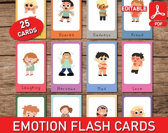 Kids Emotions Flashcards Large Montessori Feelings Cards Printable ...