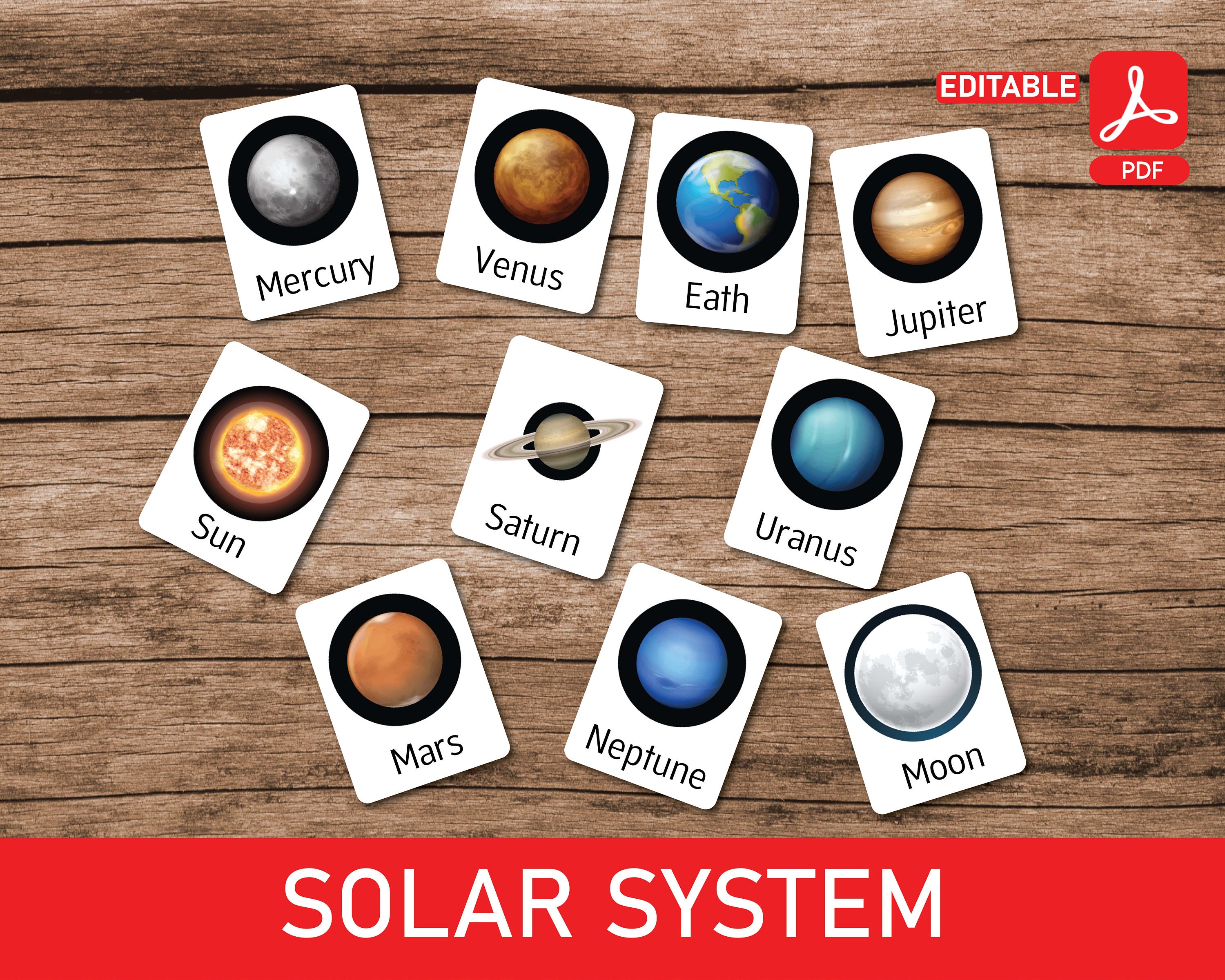 Solar System Flash Cards, Homeschool Printables, Montessori Materials ...