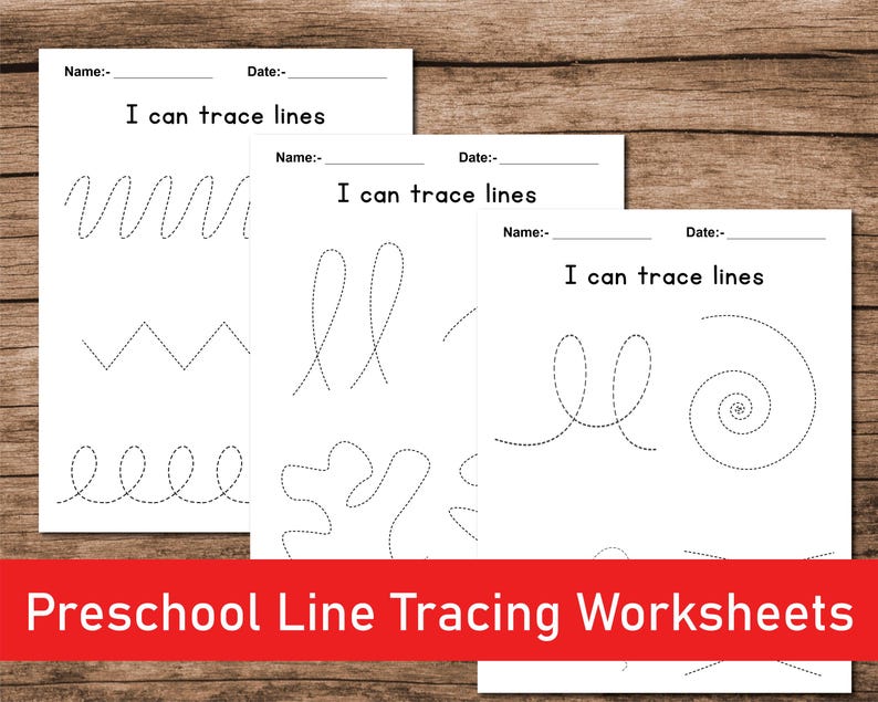 Preschool Line Tracing Worksheets, Handwriting Practice, Lines Trace ...