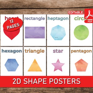 Shape Posters Classroom 2D Shapes, Homeschool, Neutral Boho Modern ...
