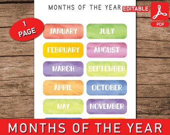 Months of the Year, Educational Poster, Classroom Decor Elementary ...