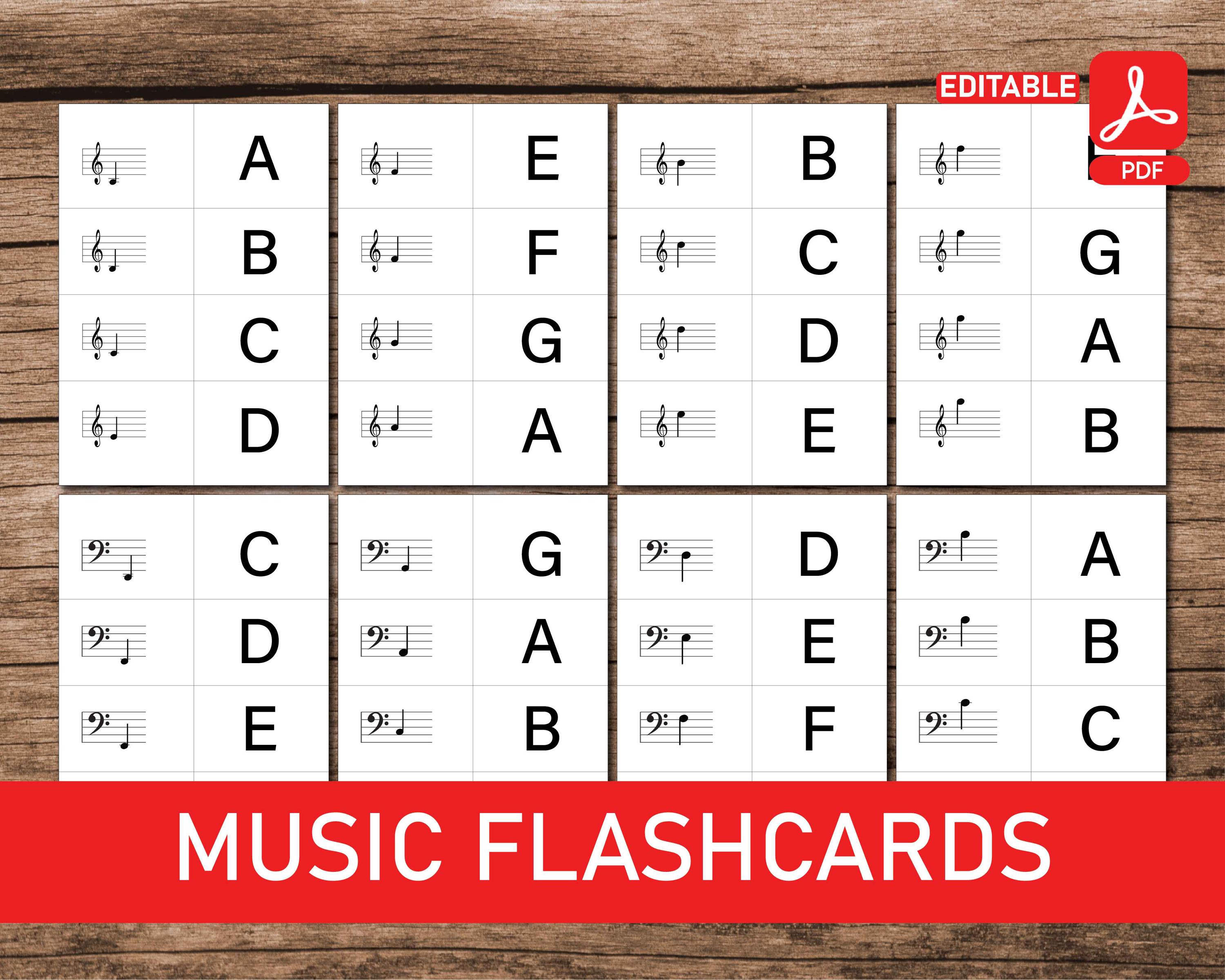 Printable Music Flashcards, Music Manuscript Paper, Piano Staff Paper ...