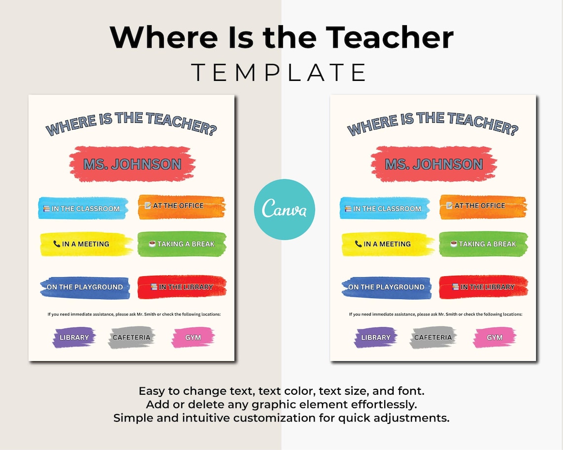 Editable Where is the Teacher Sign, Personalized School Counselor Door ...