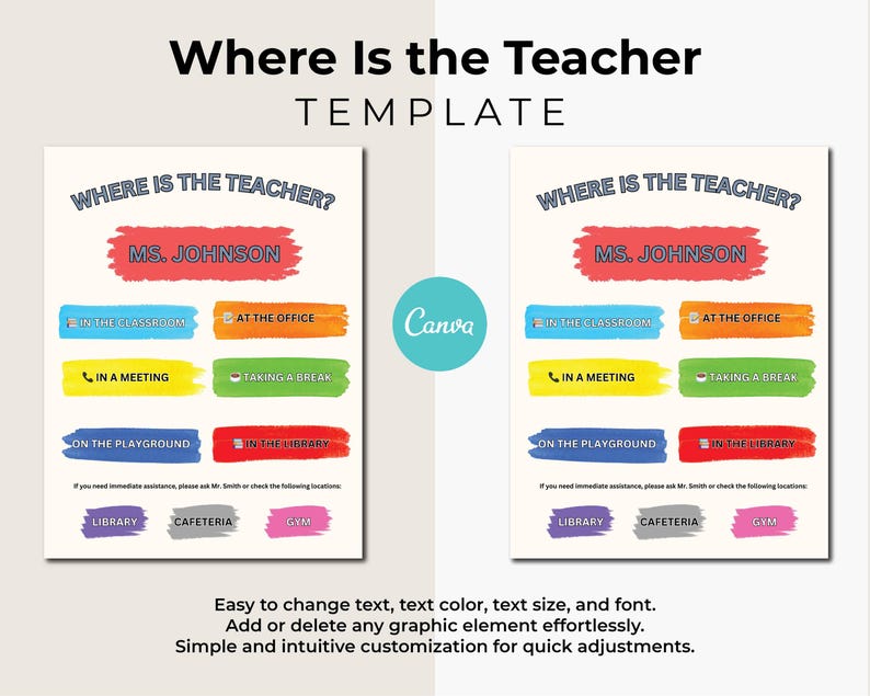 Editable Where is the Teacher Sign, Personalized School Counselor Door ...
