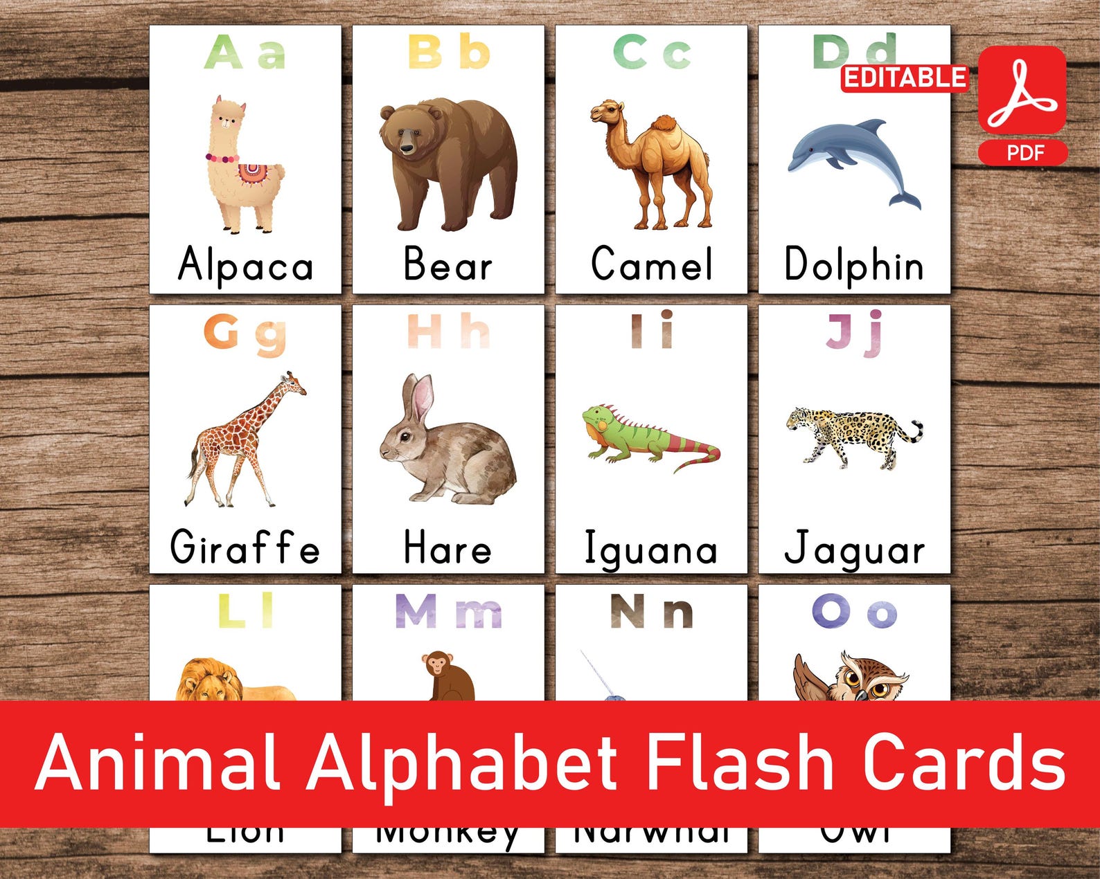 Animal Alphabet Flash Cards, Classroom Decor, Toddlers Preschool Early ...