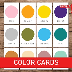 Color Cards, Montessori Flashcards, Color Wheel Art Flash Cards ...