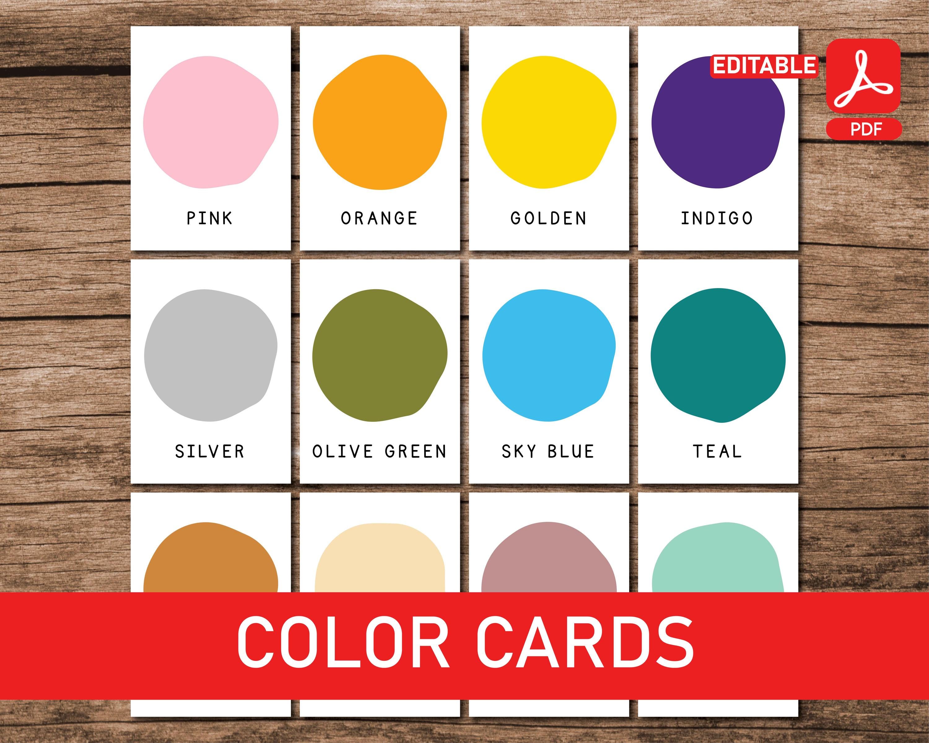 Color Cards, Montessori Flashcards, Color Wheel Art Flash Cards ...
